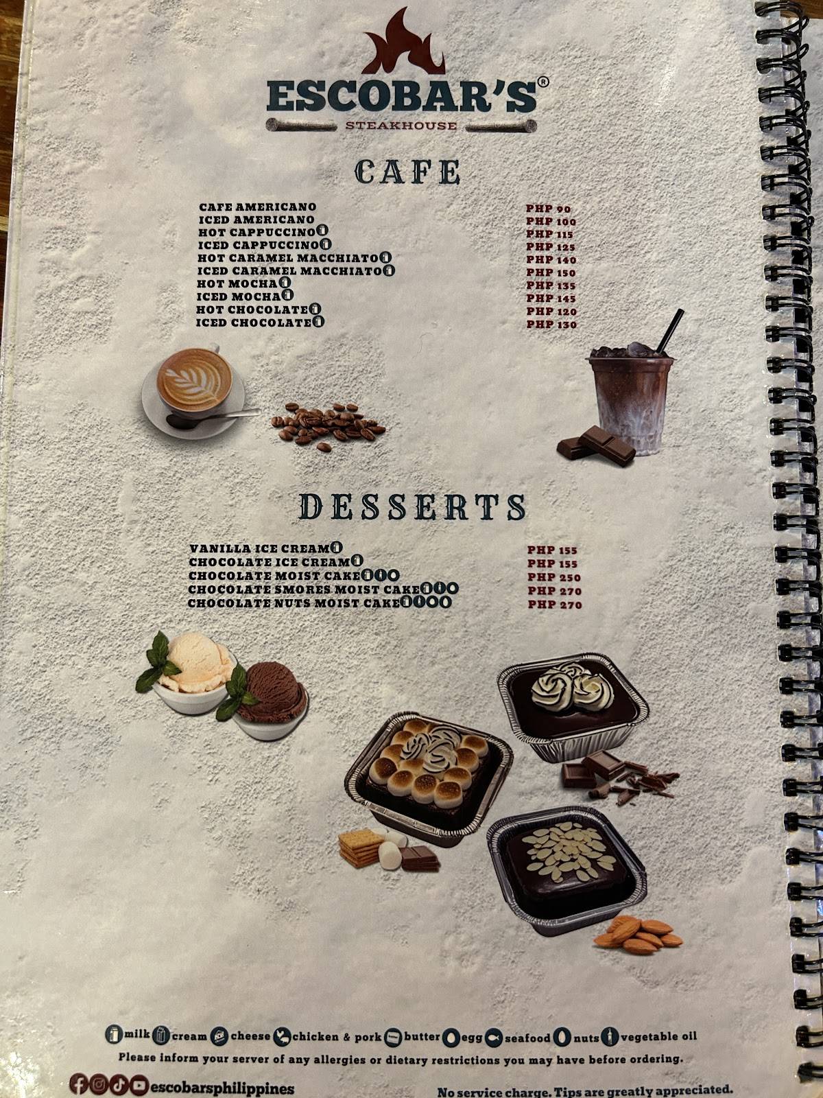Menu at Escobar's Steakhouse, Quezon City, South Triangle