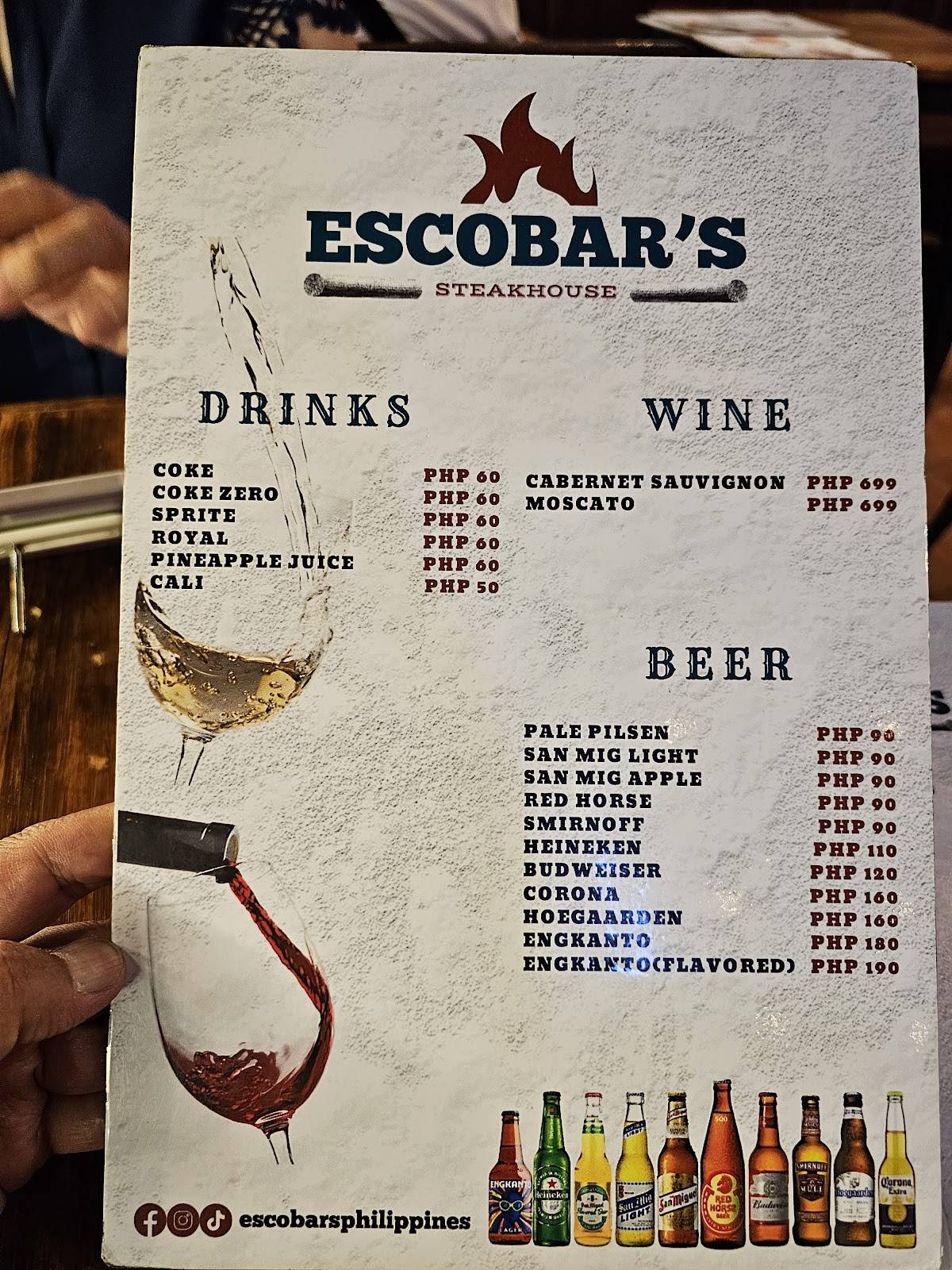 Menu at Escobar's Steakhouse, Quezon City, South Triangle