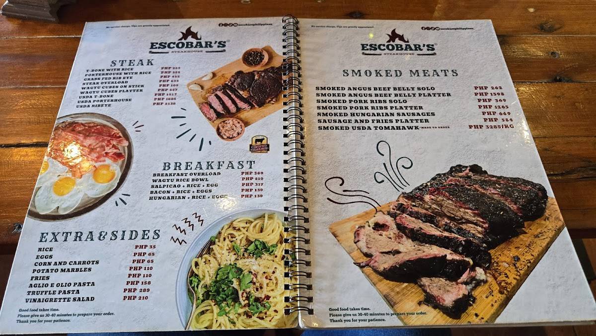 Menu at Escobar's Steakhouse, Parañaque