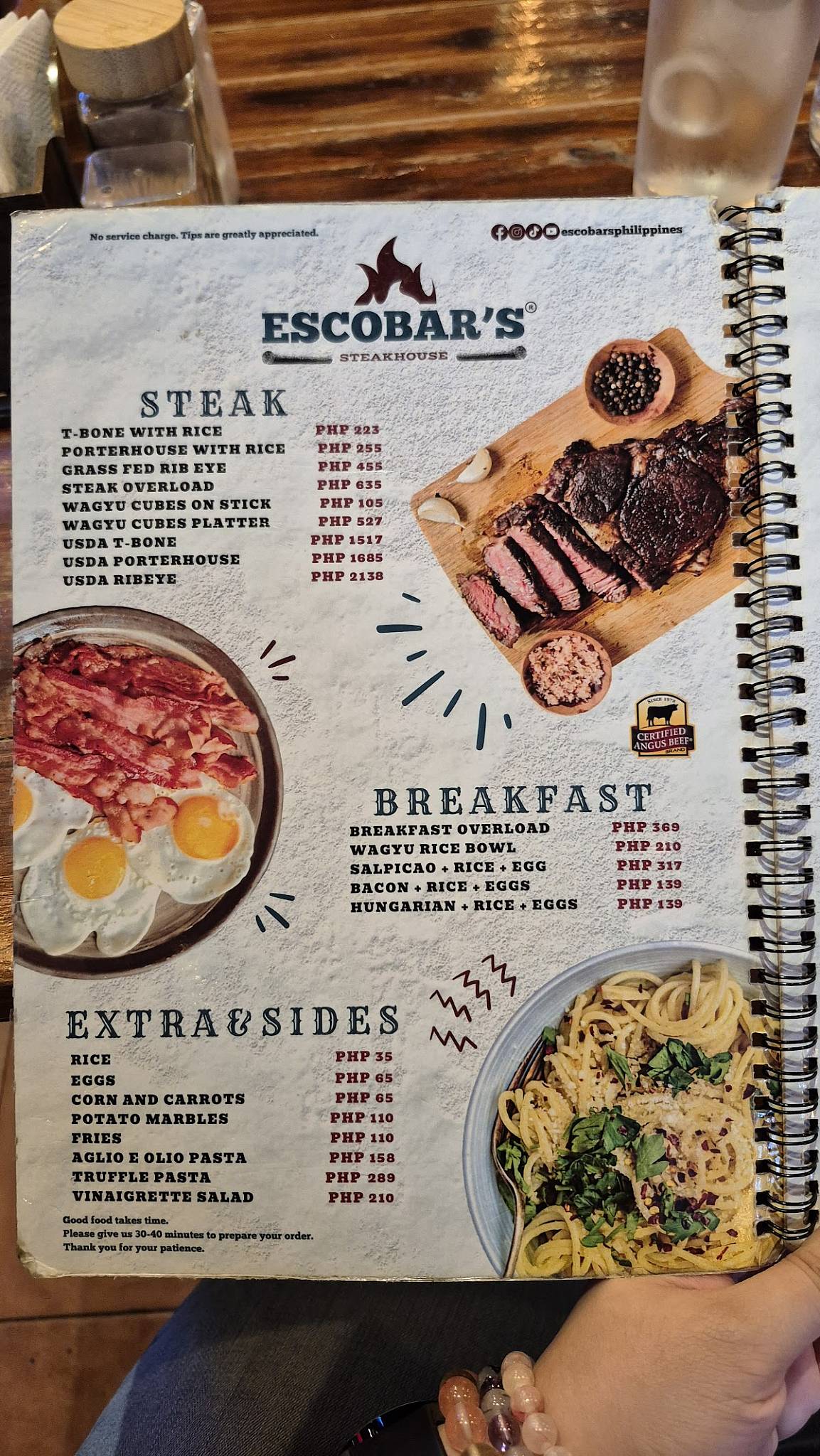 Menu at Escobar's Steakhouse, Quezon City, South Triangle