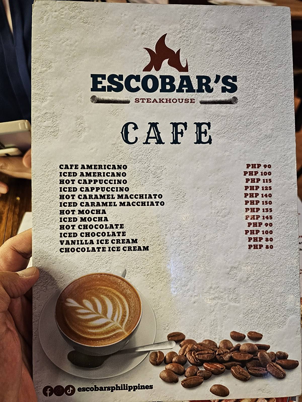 Menu at Escobar's Steakhouse, Quezon City, South Triangle