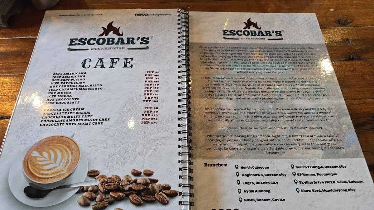 Menu at Escobar's Steakhouse, Parañaque