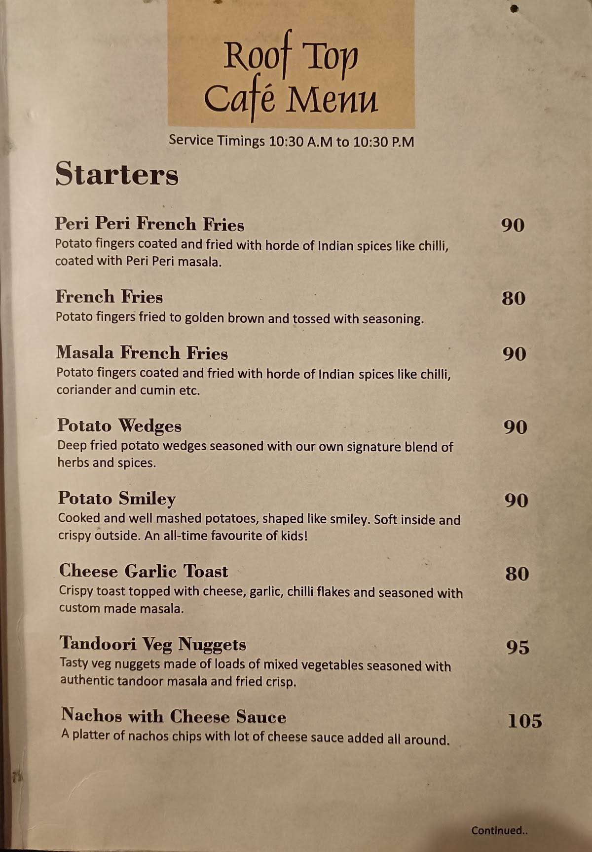 Menu at Eshanya Rooftop Cafe - Jayanagar 4th Block, Bengaluru, 16