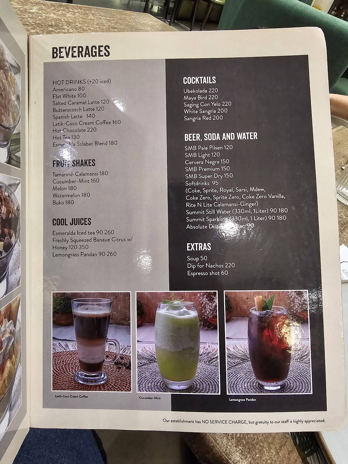 Menu at Esmeralda Kitchen restaurant, Quezon City