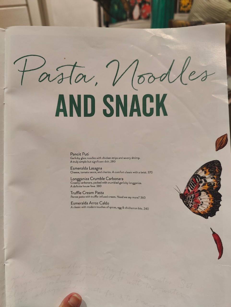 Menu at Esmeralda Kitchen restaurant, Quezon City