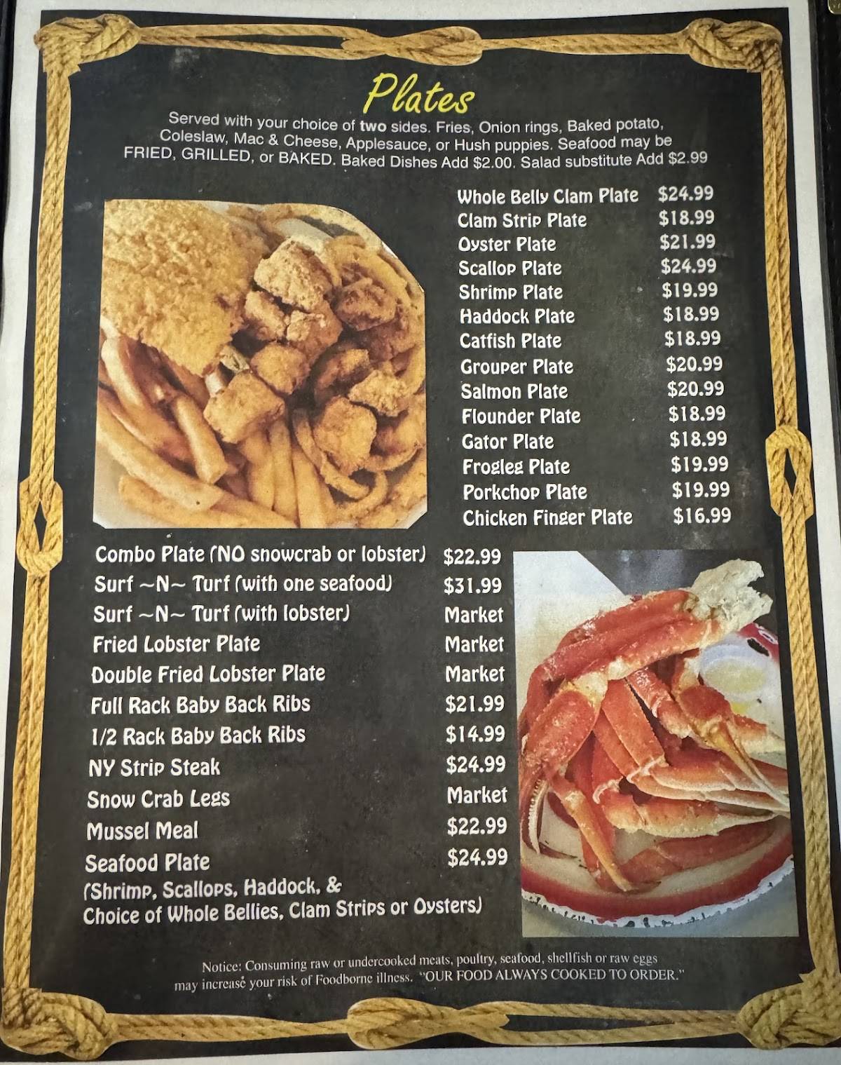 Menu at Essex Seafood House (two) restaurant, Pierson