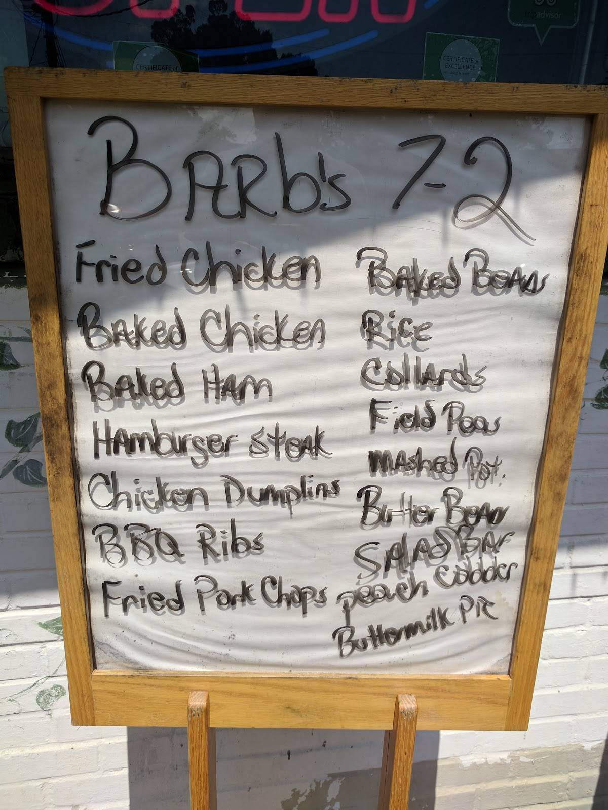 Menu at Barb's Country Kitchen, Eufaula