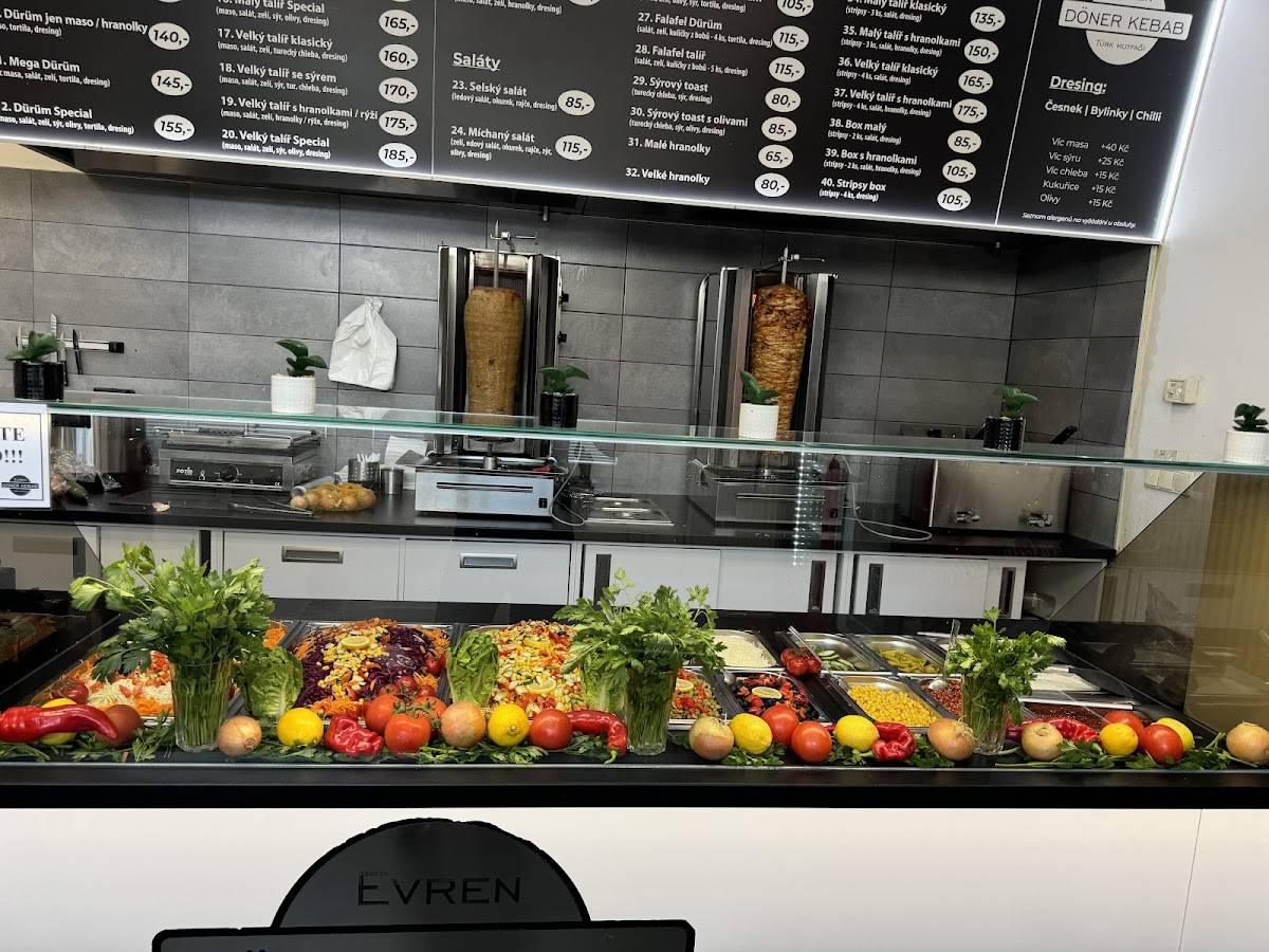 Menu at Evren Kebab restaurant, Veselí nad Moravou