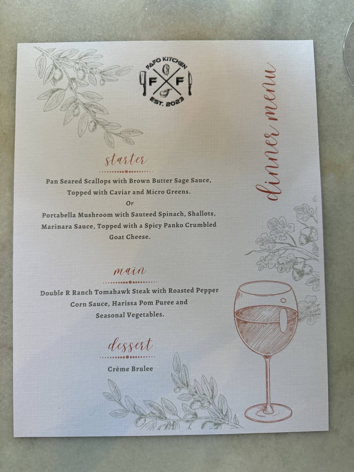 Menu at FAFO Kitchen restaurant, Silverdale