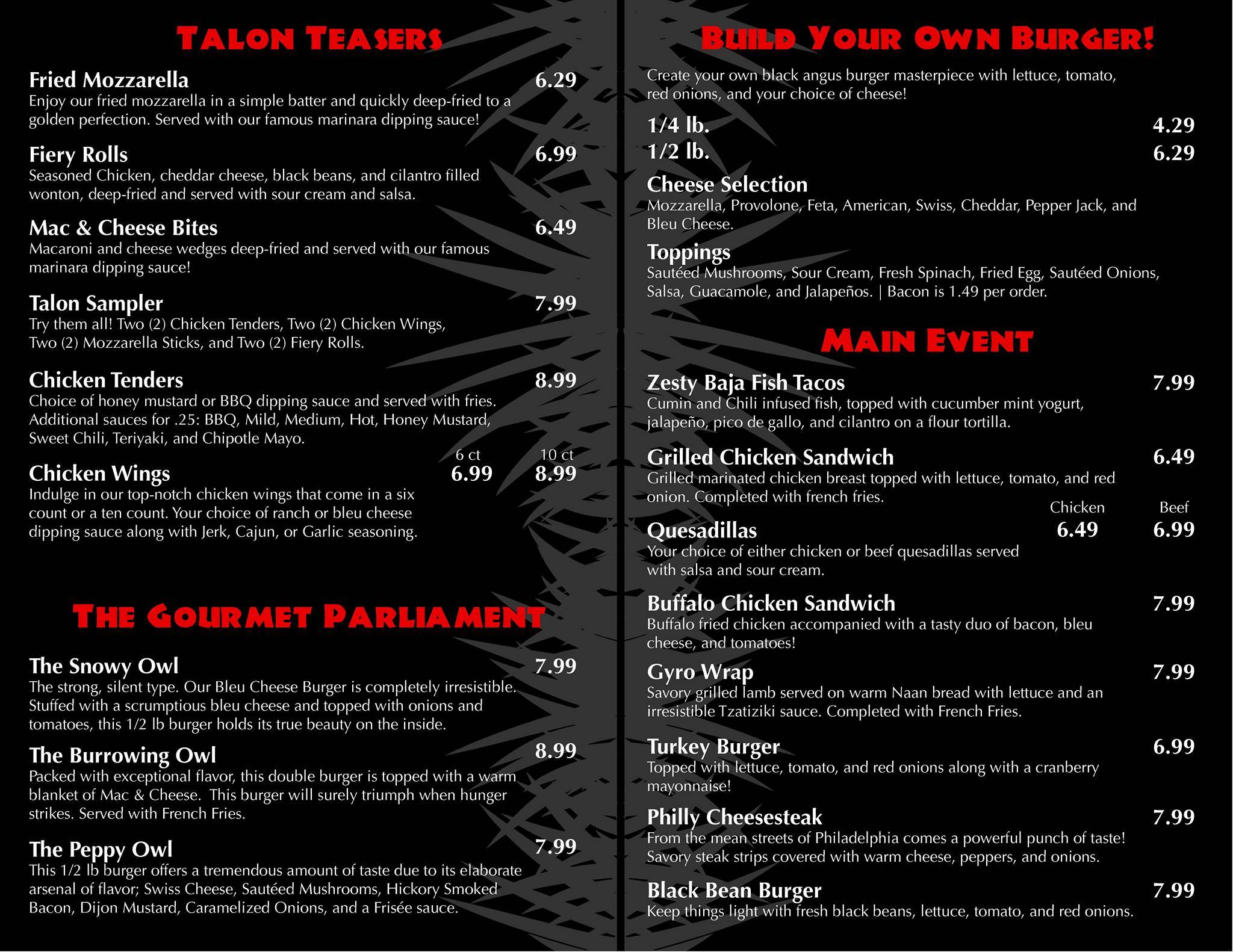 Menu at FAU - Atlantic Dining Hall cafeteria, Boca Raton