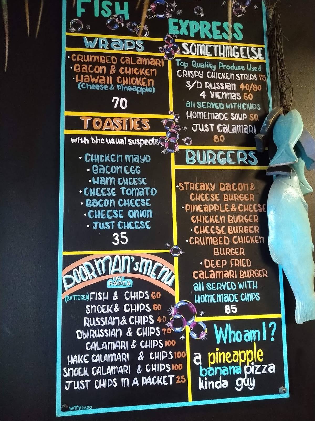 Menu at FISH EXPRESS restaurant, Hermanus