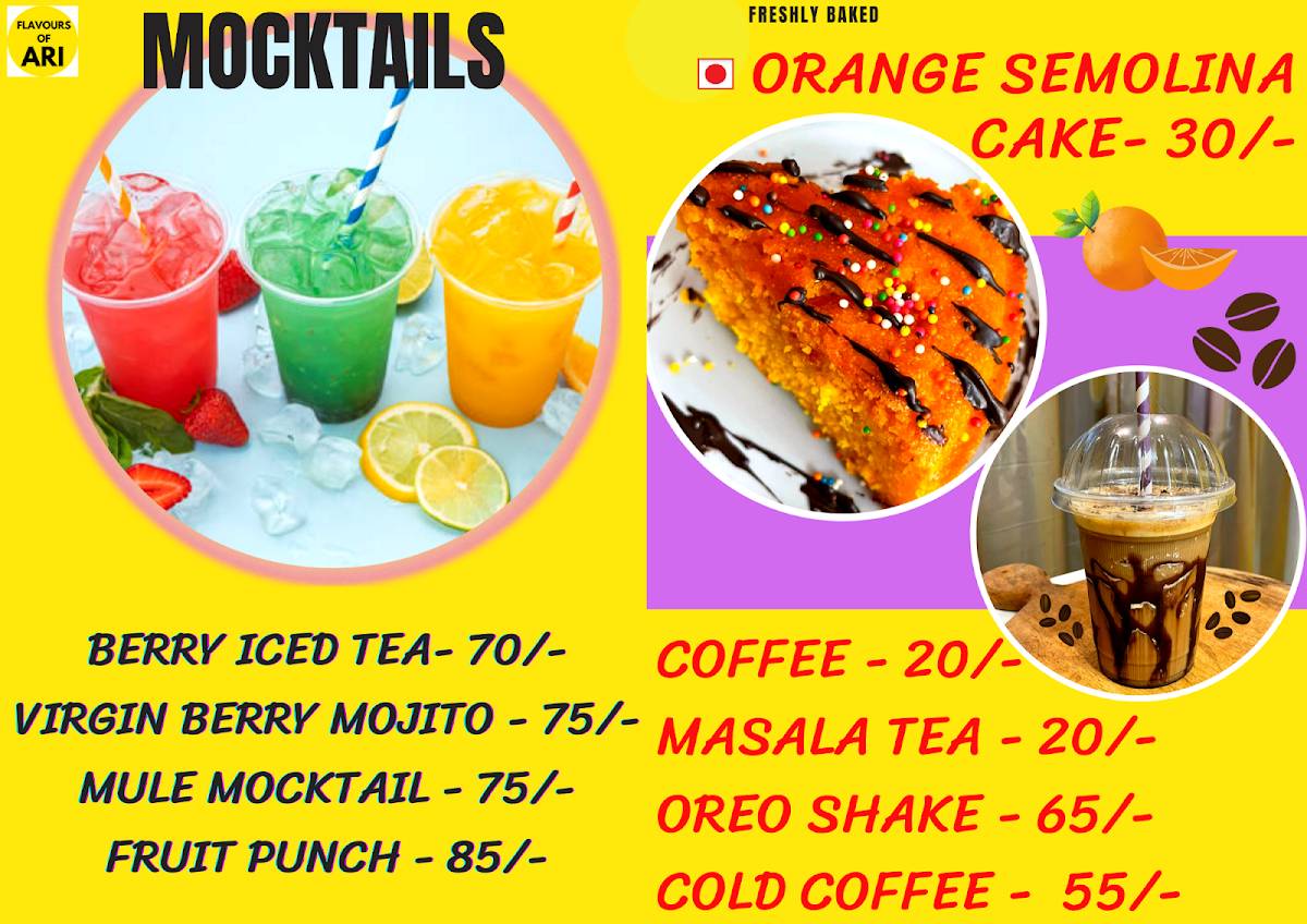 Menu at FLAVOURS OF ARI, Bengaluru