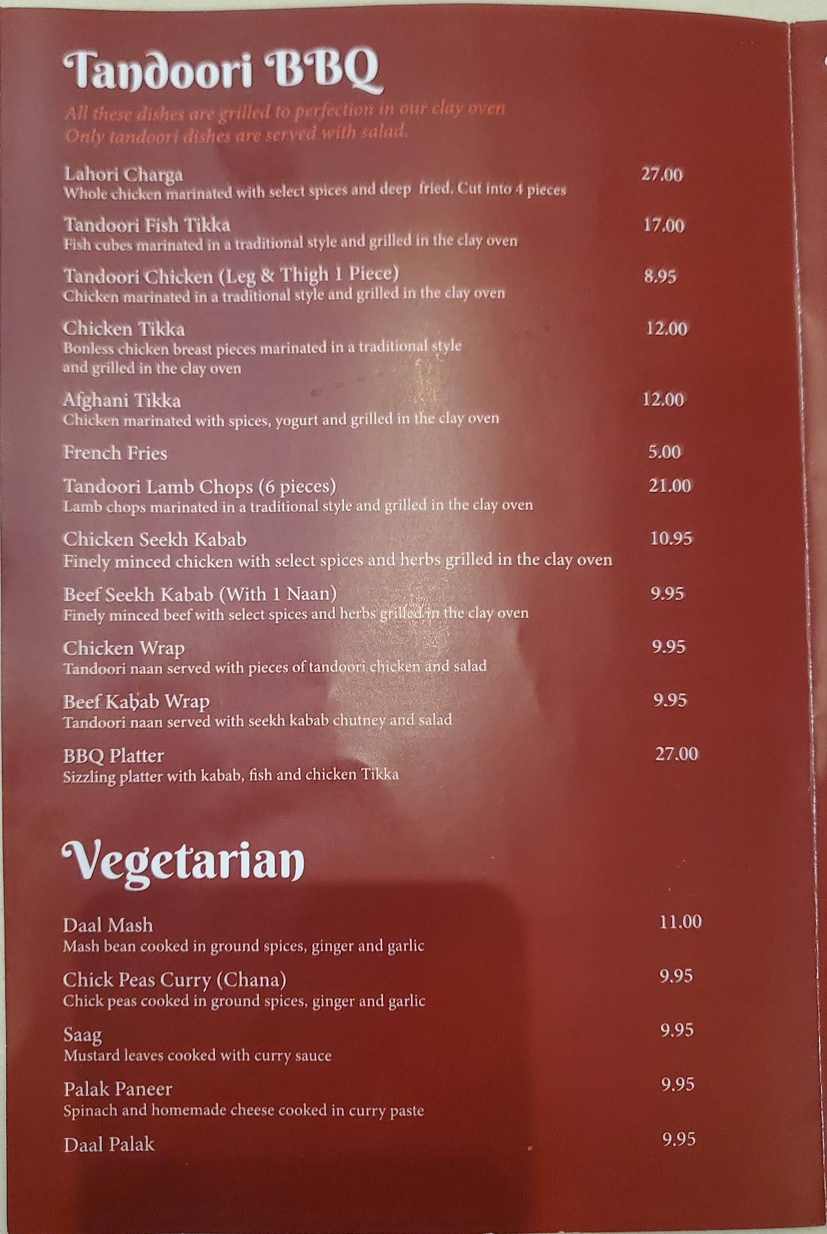 Menu at Fahad Restaurant & Banquet Hall, Calgary
