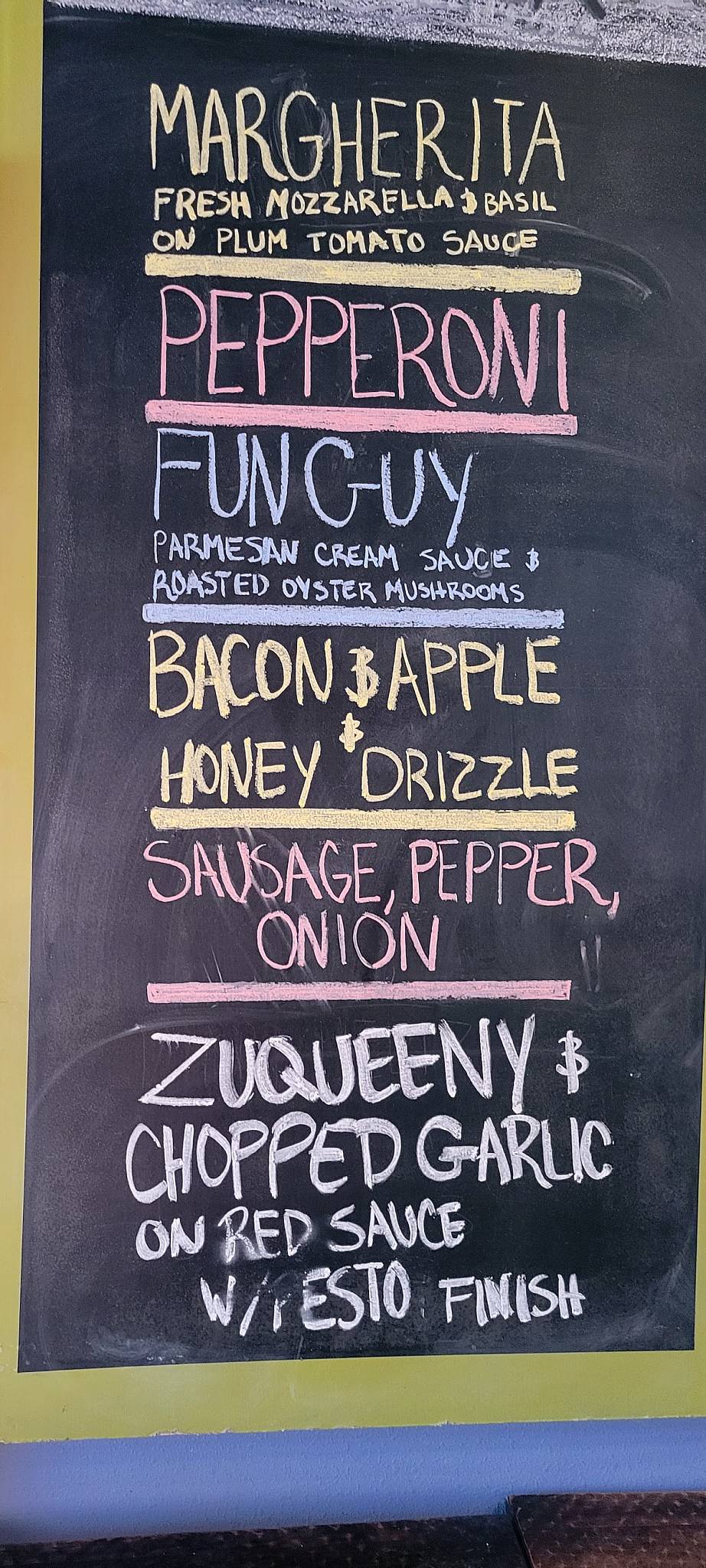 Menu at Bread Board pizzeria, Falls City