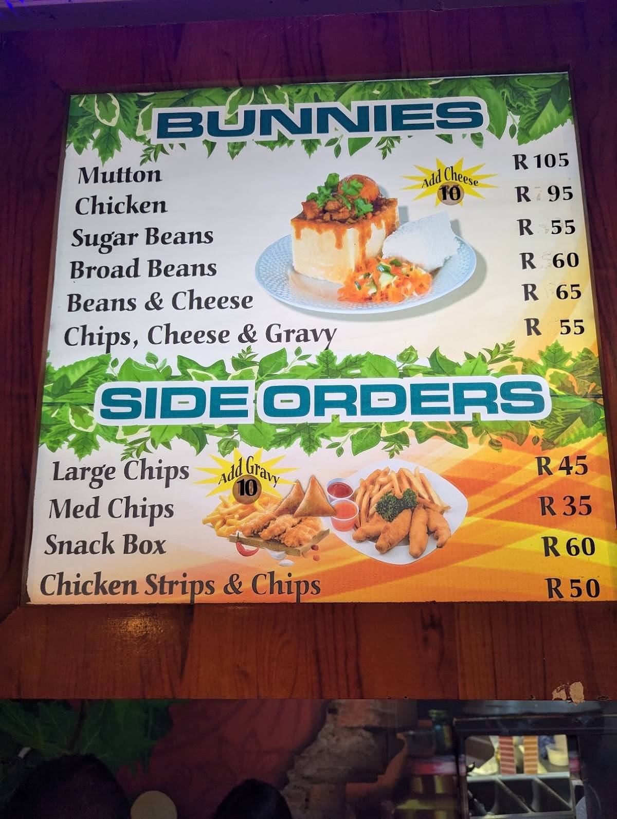 Menu at Famous Bunny restaurant, Dolphin Coast