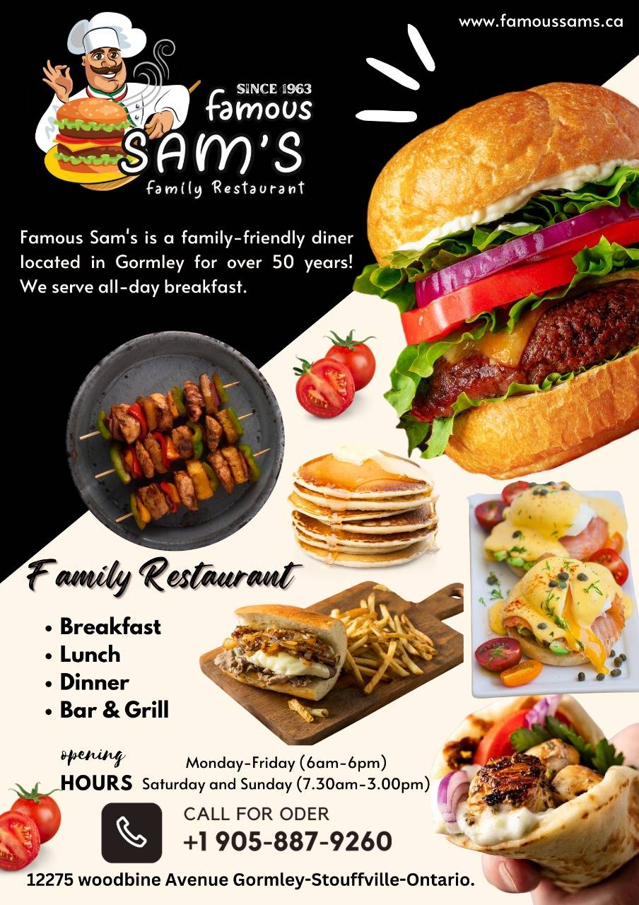 Menu at Famous Sams Restaurant, Whitchurch-Stouffville