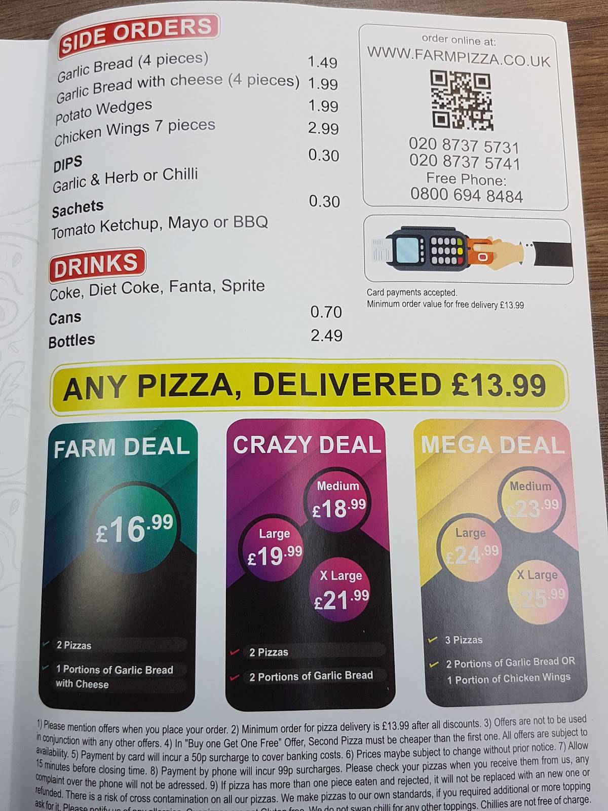 Menu at Farm Pizza. pizzeria, Hounslow