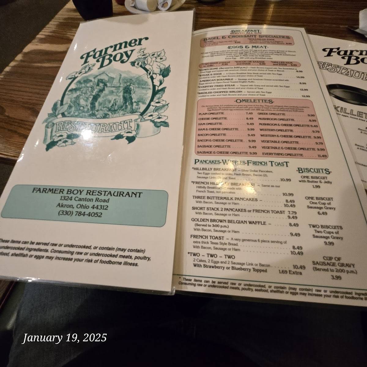 Menu at Farmer Boy Restaurant, Akron, Canton Rd