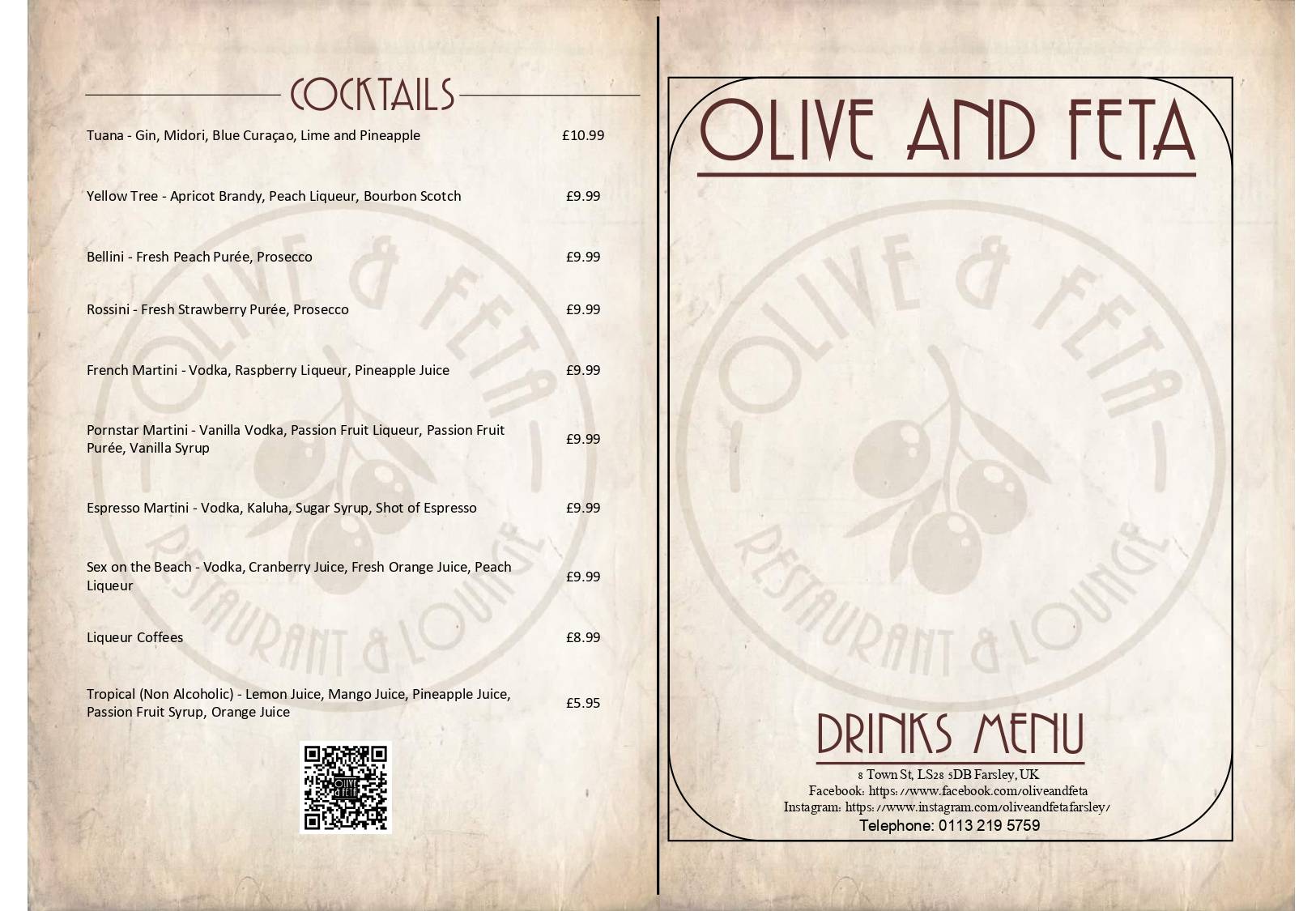 Menu at Olive & Feta restaurant, Leeds, 8 Town St