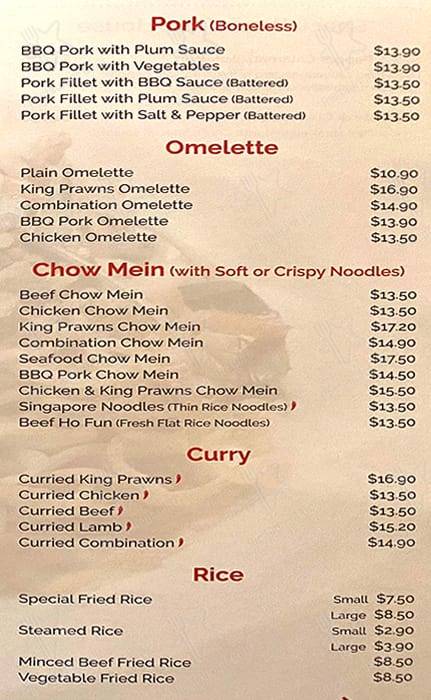 Menu at Albany Court Chinese Restaurant, Albany Creek