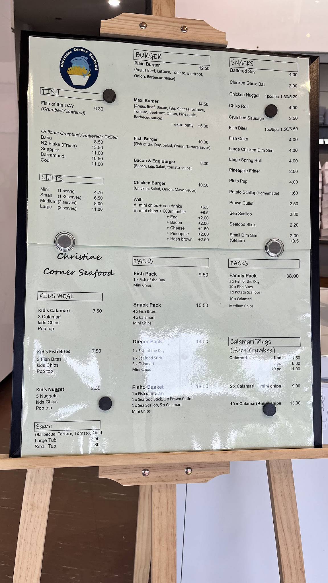 Menu at Christine Corner Seafood fast food, Robina, 12/221 Christine Ave