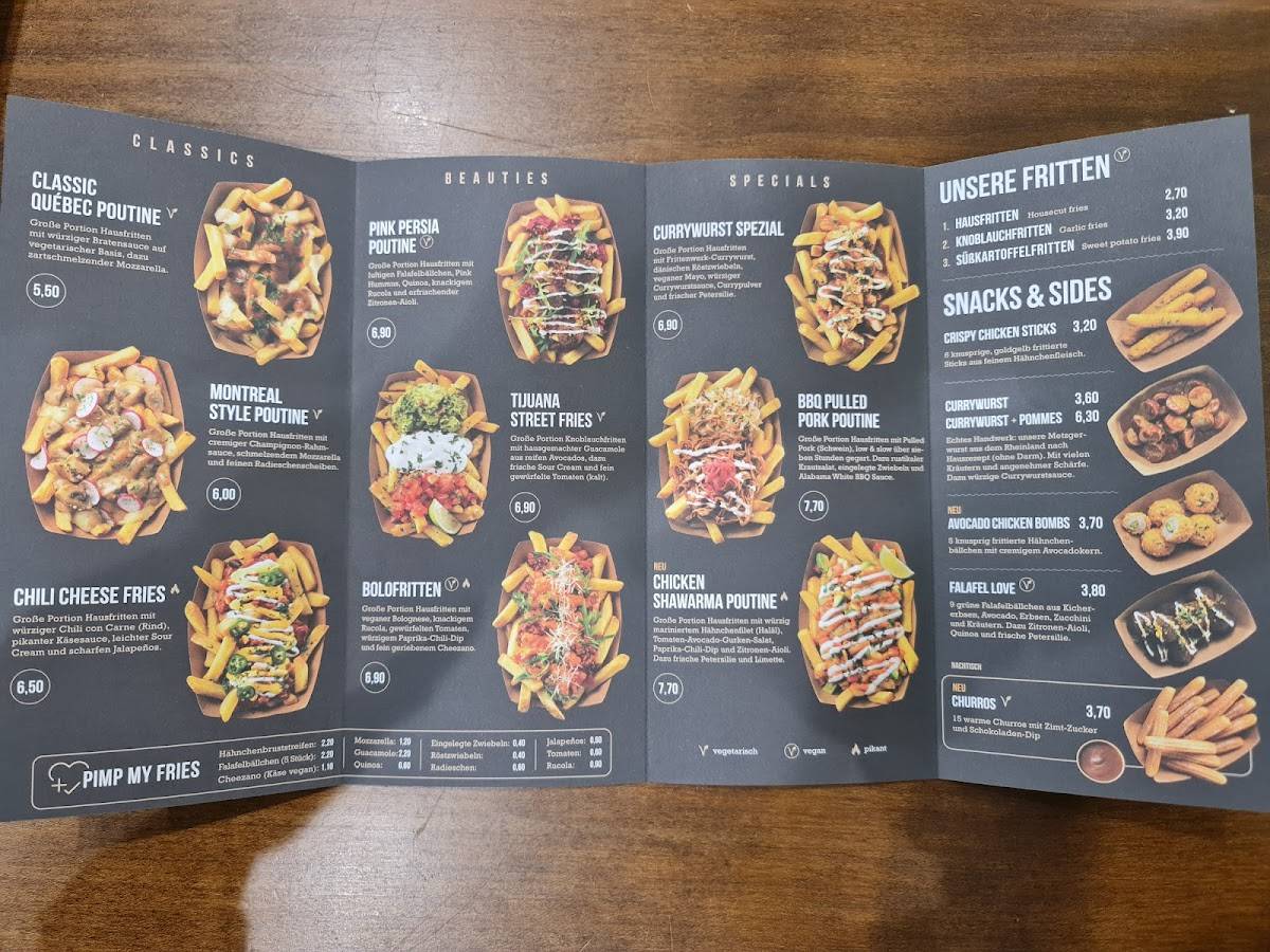 Speisekarte von Frittenwerk Karlsruhe fast Food, Karlsruhe