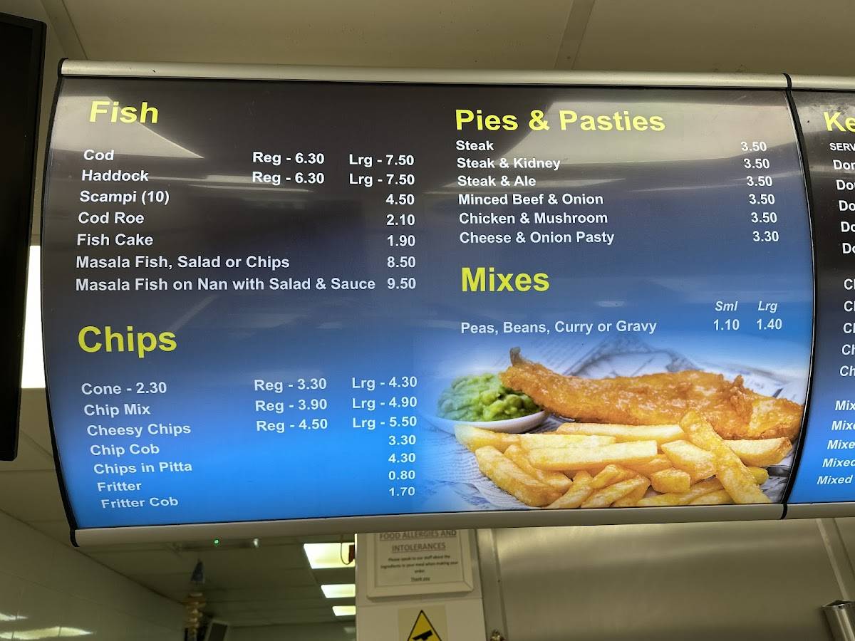 Menu at Kimberley Fish Bar, Nottingham
