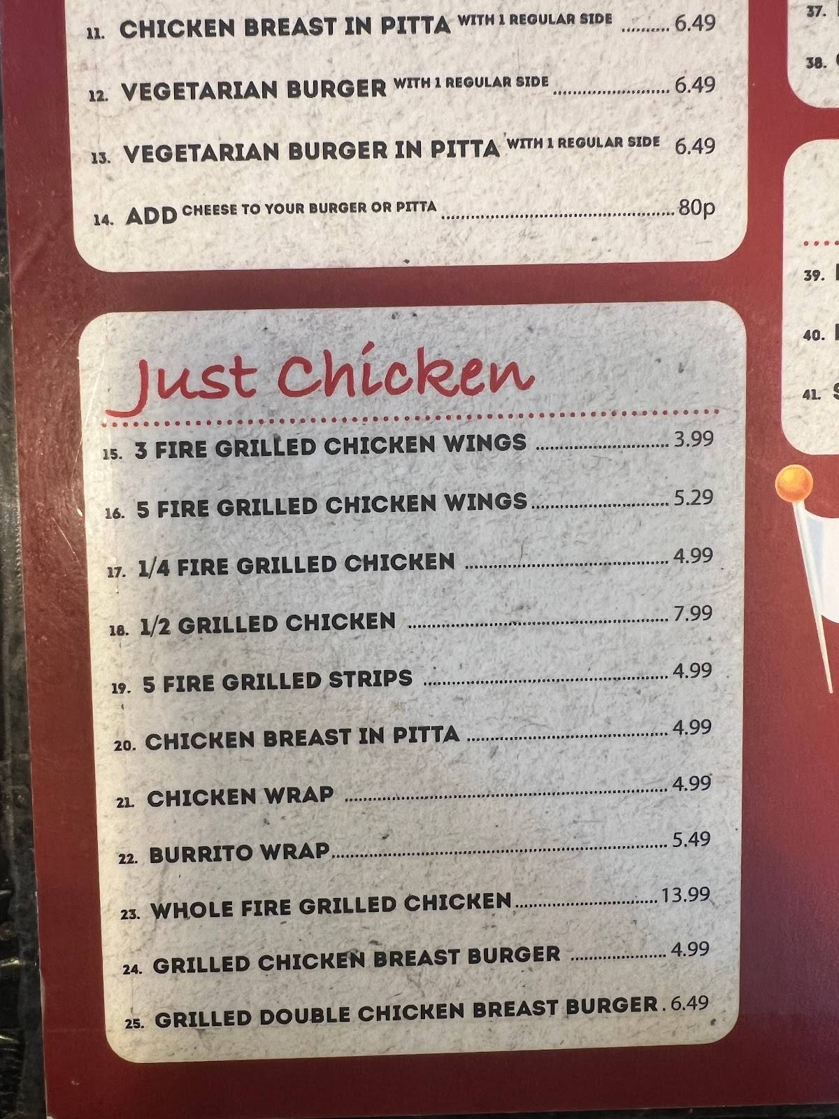 Menu at Murgano's fast food, St Albans