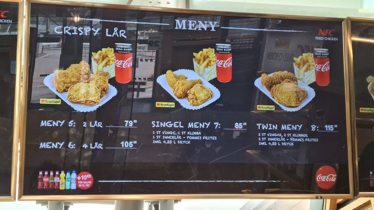 Menu at NFC Fried Chicken fast food, Gothenburg, Nils Ericsonsgatan 17