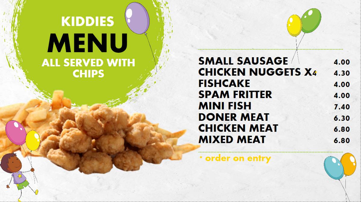 Menu at Oakley Fish Bar, Corby