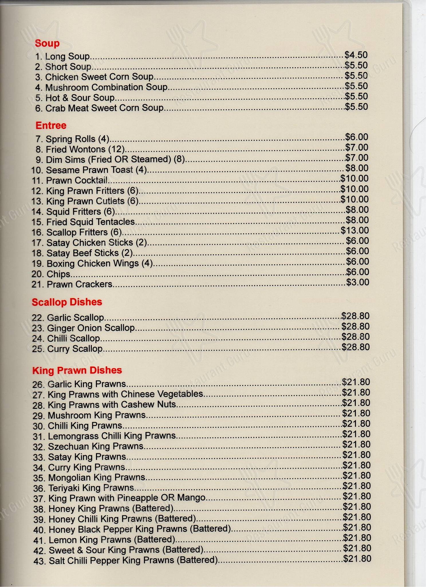 Menu at Panda Chinese Restaurant & Take Away, Northam