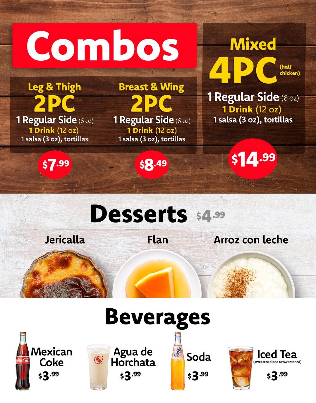 Menu at Pollo Pepe fast food, San Antonio