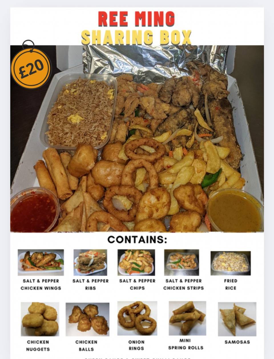 Menu at Ree Ming fast food, Oldham, 369 Oldham Rd