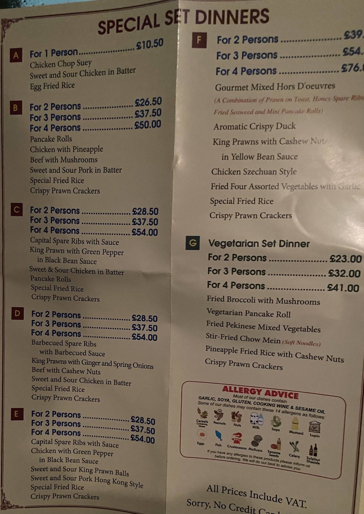 Menu at Shrub End Takeaway fast food, Colchester