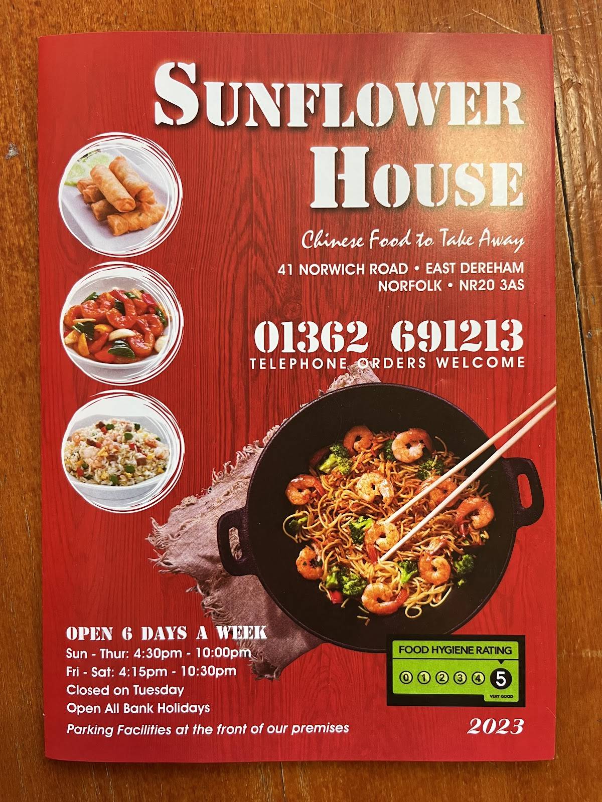 Menu at Sunflower House Takeaway fast food, Dereham