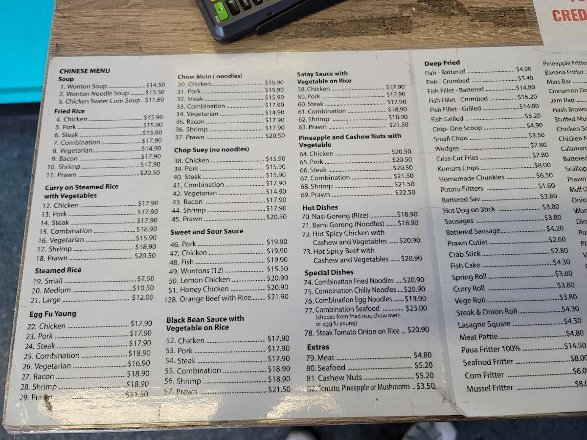 Menu at Takeaway@Churton fast food, Wellington