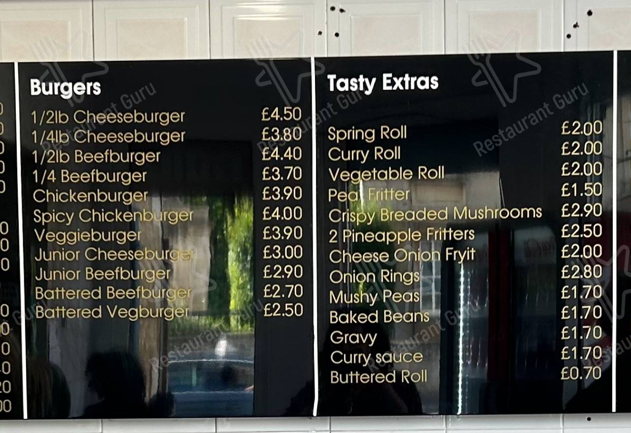 Menu at Tongs fast food, Corsham