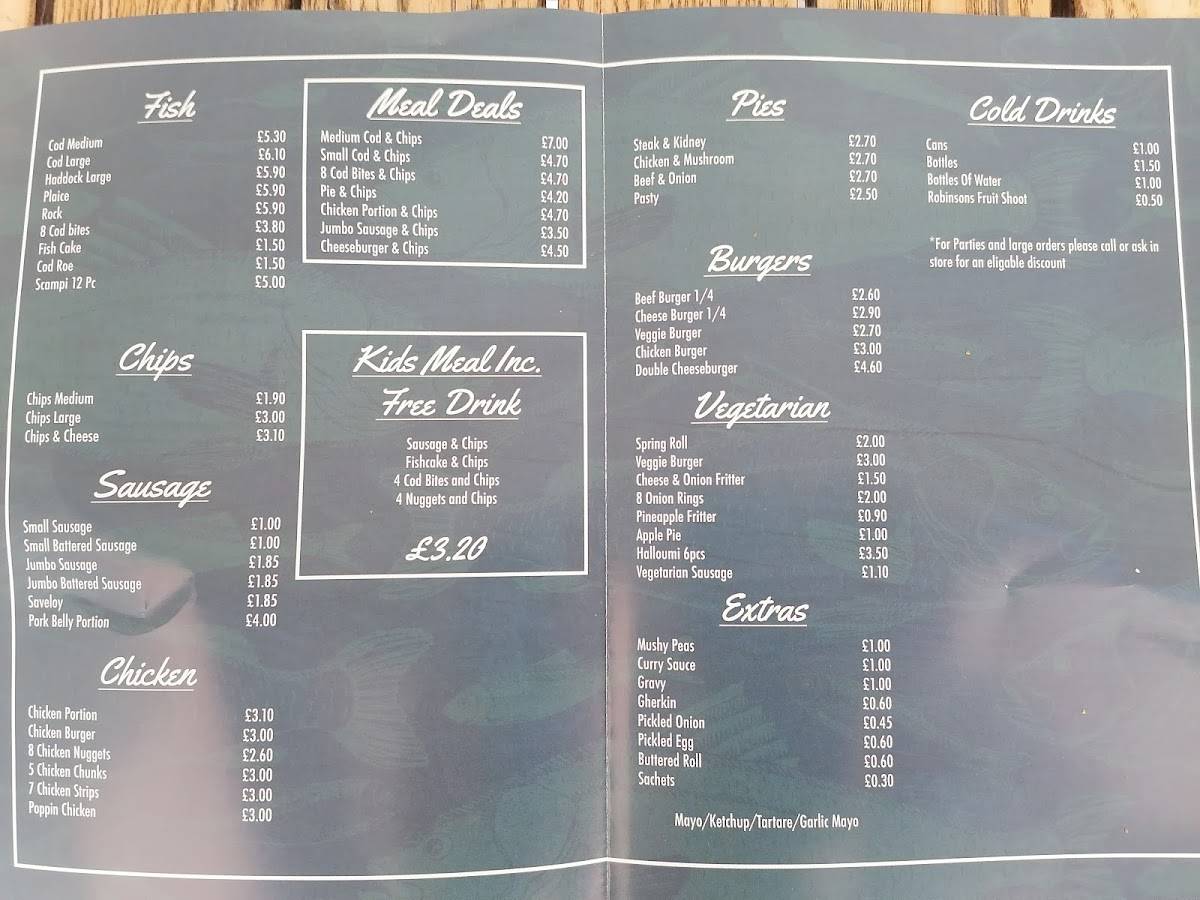 Menu at Wendover Plaice Fish & Chips fast food, Aylesbury