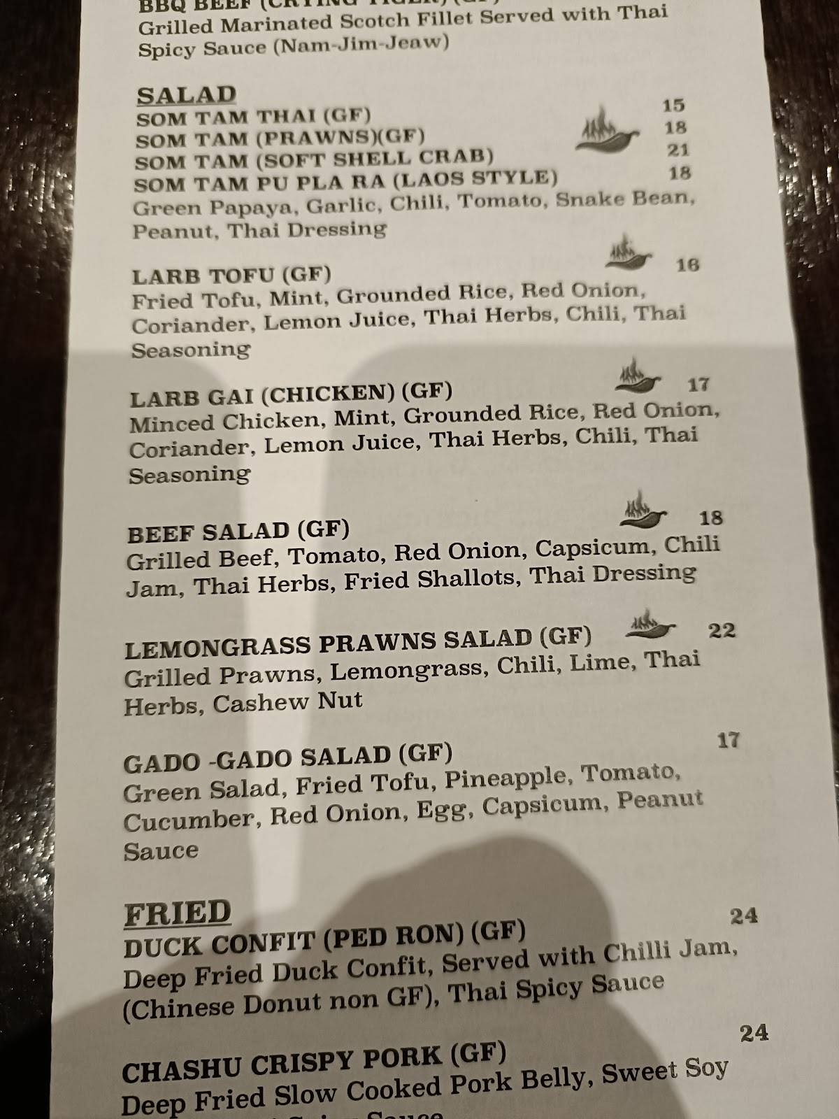 Menu at Fat Girl Thai Kitchen restaurant, Hampton East