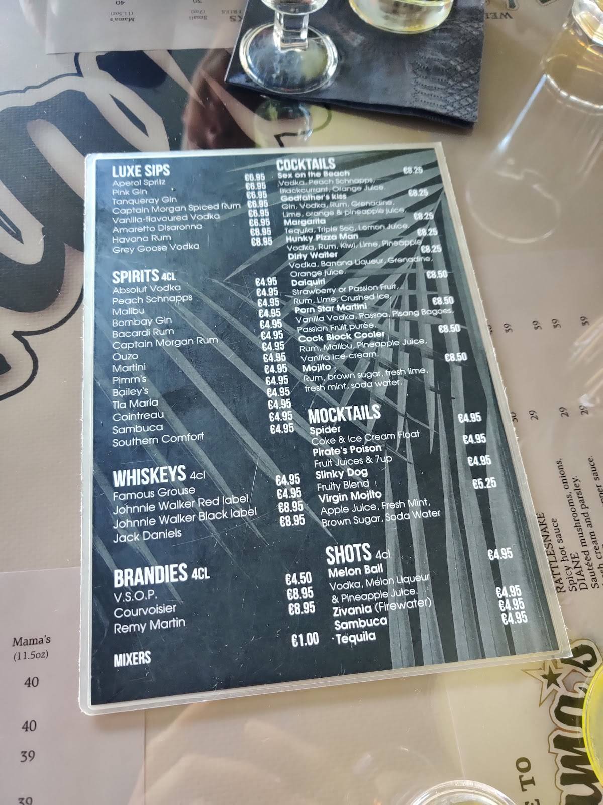 Menu at Fat Mama's, Paphos