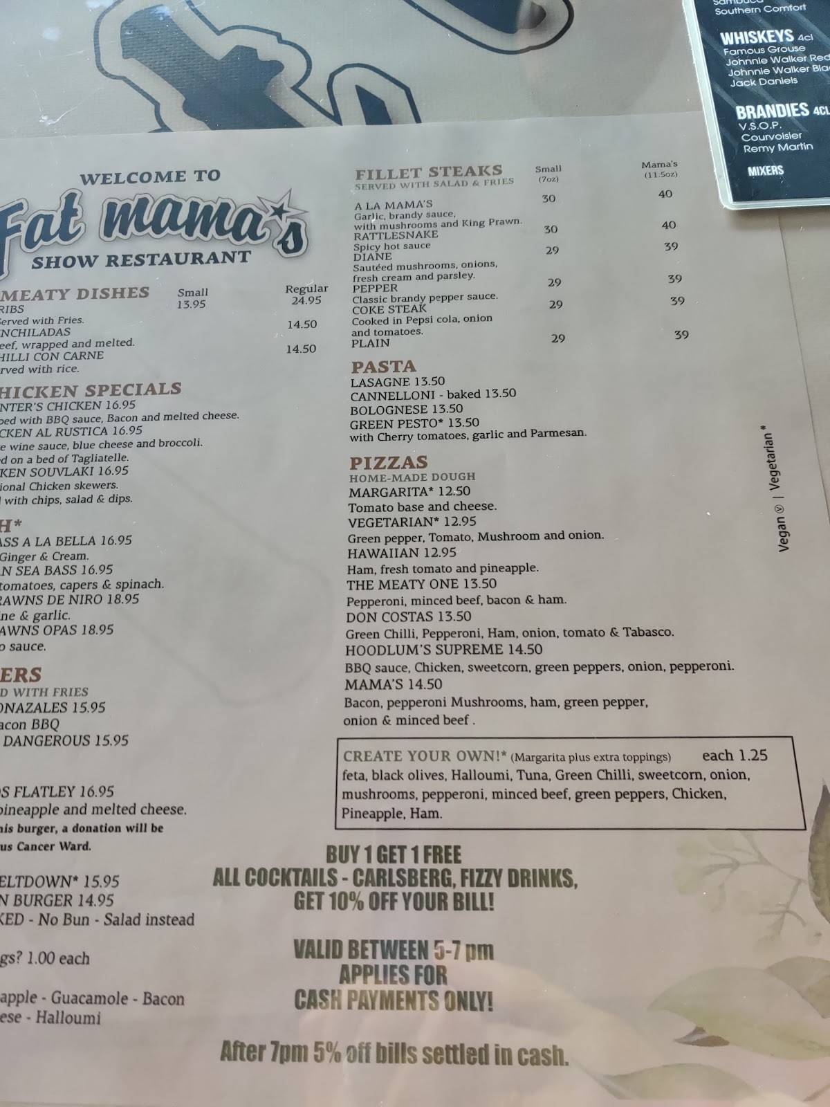Menu at Fat Mama's, Paphos