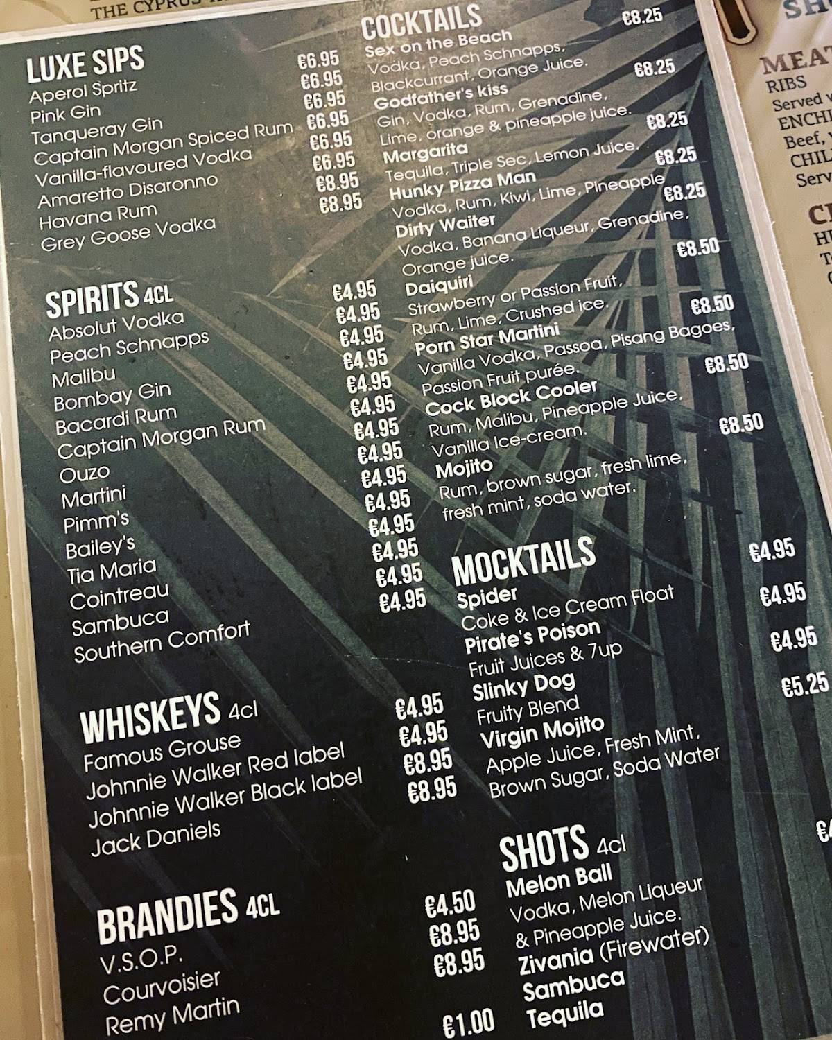 Menu at Fat Mama's, Paphos