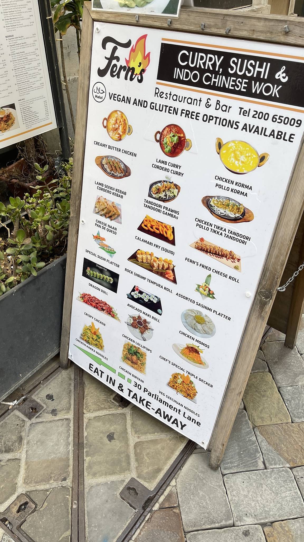 Carta del restaurante Fern's Curry Sushi & Indo Chinese Wok, Gibraltar