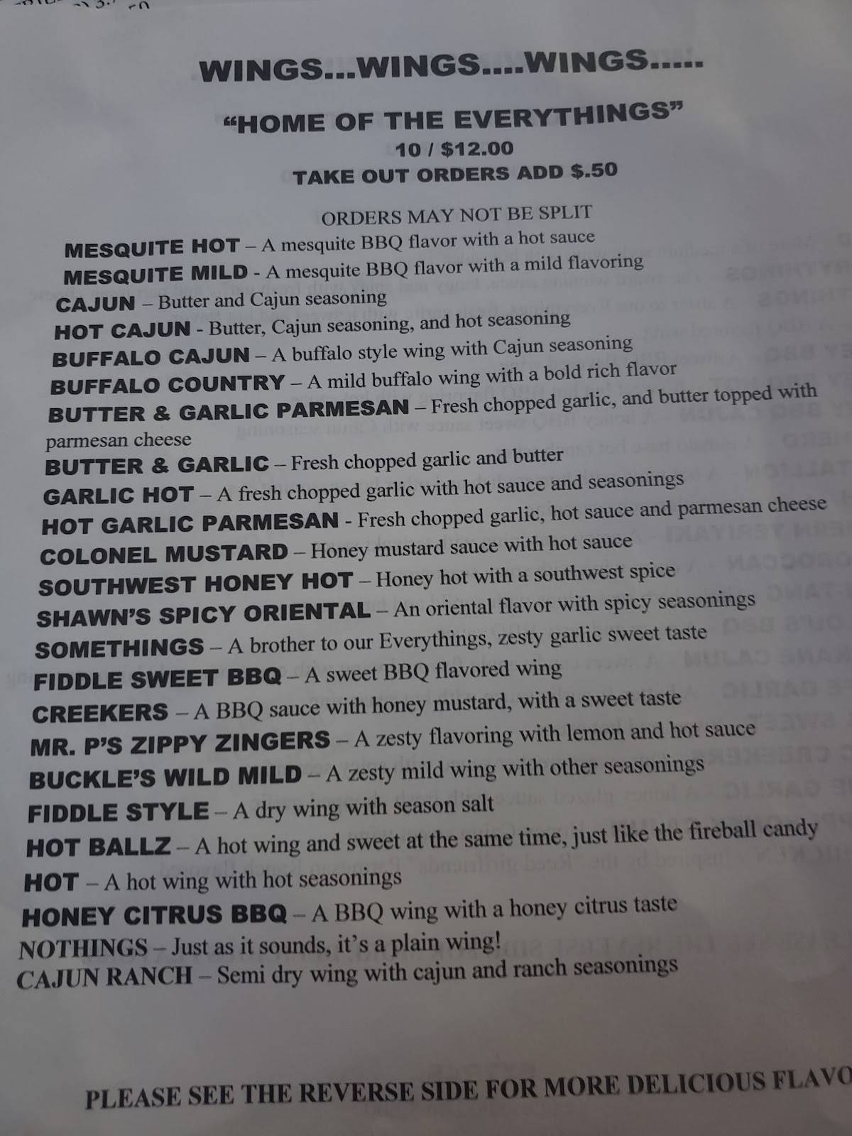 Menu at Fiddle Inn fast food, Northwest Harborcreek