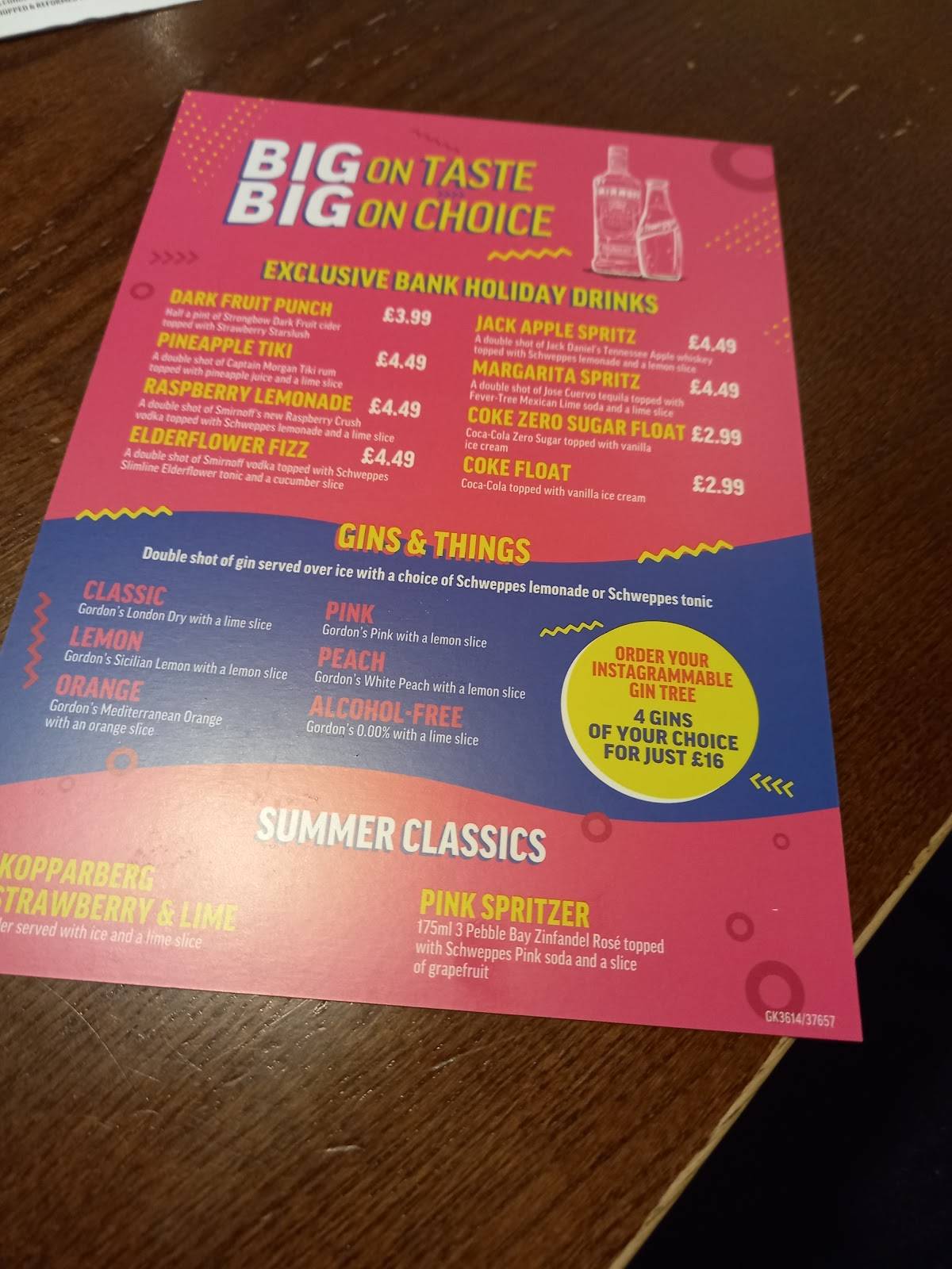 Menu at Fieldfare pub & bar, Norwich