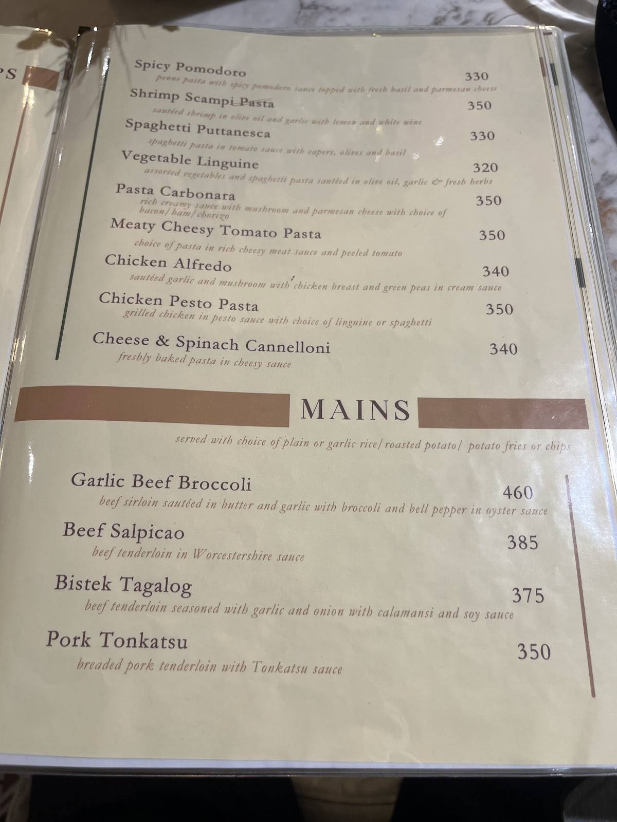 Menu at Fifty Nine Flower Cafe, Makati
