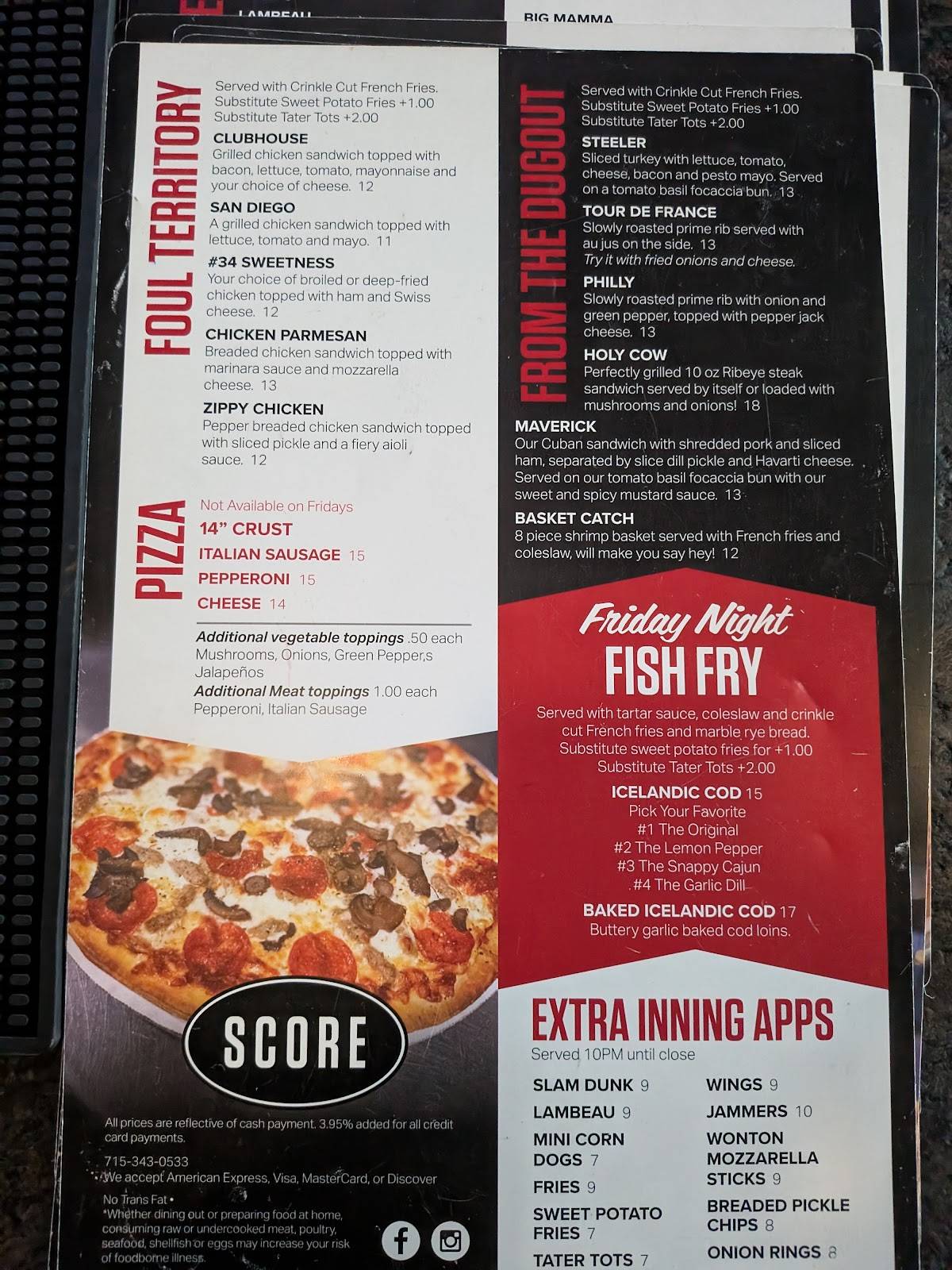 Menu at Final Score pub & bar, Stevens Point