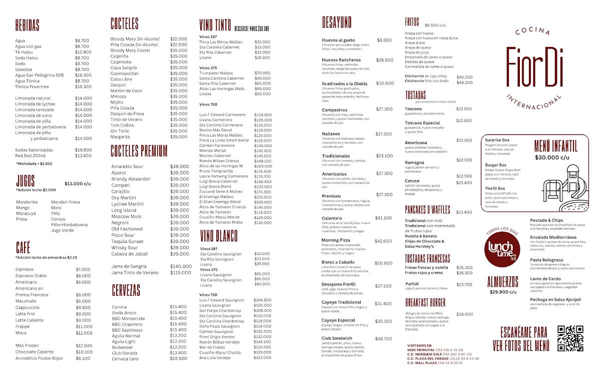Carta del restaurante FiorDi Cocina Internacional, Barranquilla, Cra ...