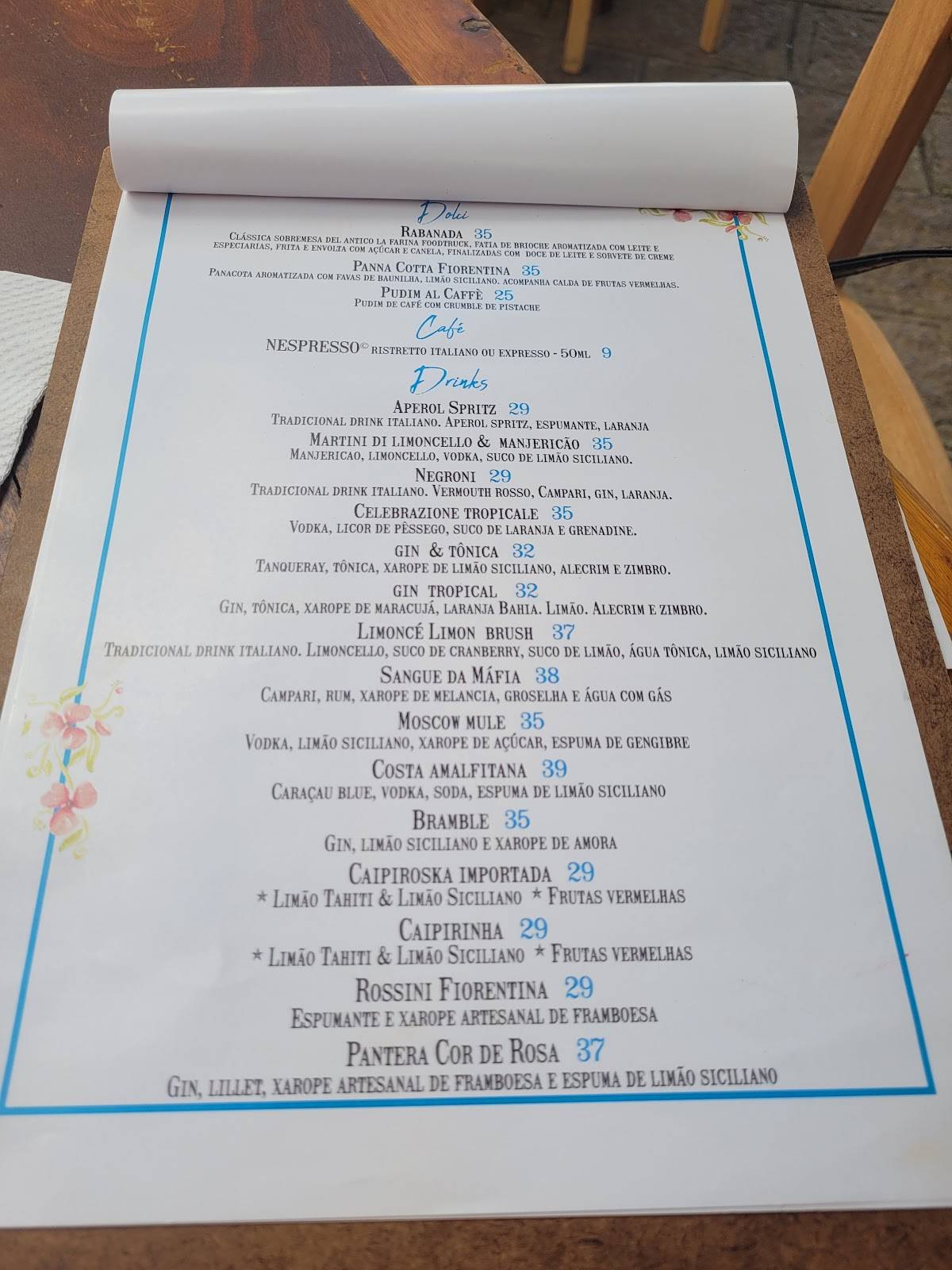 Menu at Fiorentina Bar & Cucina, Piracicaba