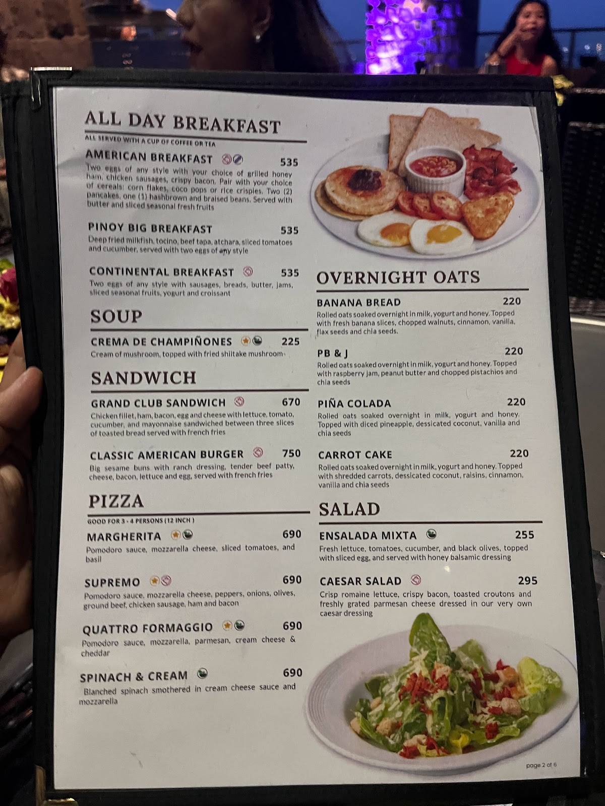 Menu at Firefly Roofdeck Restaurant, Makati, Makati